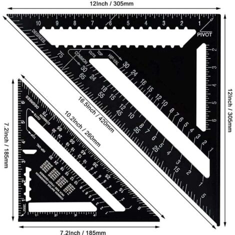 Equerre Menuisier Multifonctions 18cm et 30cm, Triangle Métal Aluminium ...