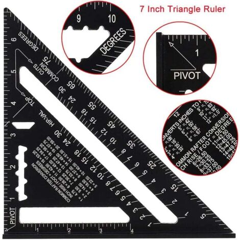 Equerre Menuisier Multifonctions 18cm et 30cm, Triangle Métal Aluminium Règle Équerre Trusquin ...