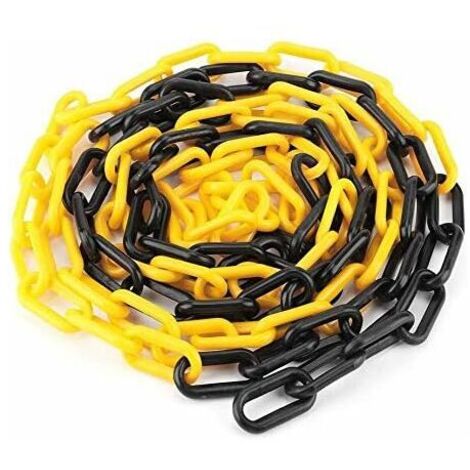 Chaîne en plastique noir et jaune 6 mm 25,0 mètres