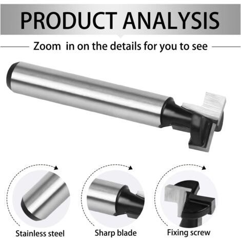 8mm Fraise en Rainure en T, Routeur à Rainure en T Forme Routeur Bits, 3Pcs (7.93/9.52/12.7mm ...