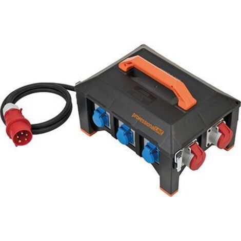 Brennenstuhl Gummi-Baustromverteiler / Stromverteiler mit 2m Kabel BSV 5-32A FI