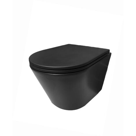 INODORO SUSPENDIDO ORION TORNADO 3.0 NEGRO MATE CON TAPA Y ASIENTO SOFT ...