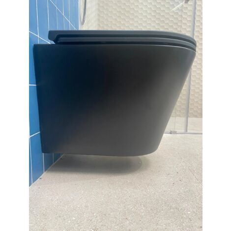 INODORO SUSPENDIDO ORION TORNADO 3.0 NEGRO MATE CON TAPA Y ASIENTO SOFT ...