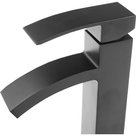 CASCADE BLACK BASIN MIXER WATERFALL TAP