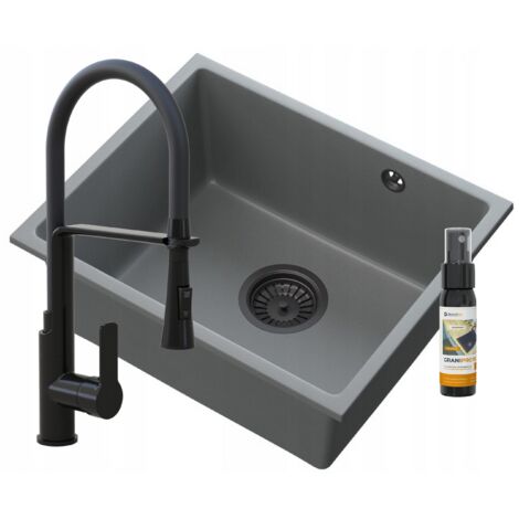 MANADO GREY UNDERMOUNT SINK BLACK +VEGAS MIXER TAP