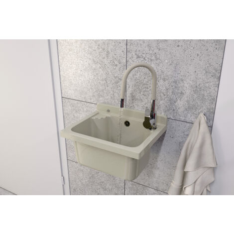 Évier de service en granit Loma beige avec robinet flexible Grado ...