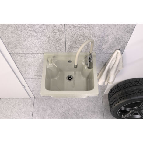 Évier de service en granit Loma beige avec robinet flexible Grado ...
