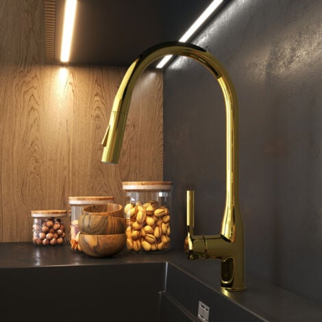 ROBINET DE CUISINE À BEC EXTRACTIBLE OR DOUBLE FONCTION FOSSA MODERNE