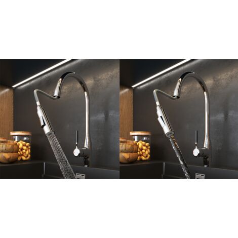 MITIGEUR DE CUISINE DOUCHETTE EXTRACTIBLE ARGENT DOUBLE FONCTION CHROME ...