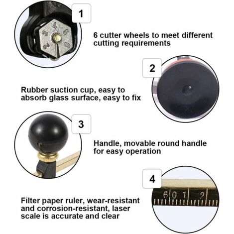 AlwaysH Circular Glass Cutter with Suction Cup Cutting Tools, Diamond ...