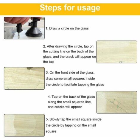 AlwaysH Circular Glass Cutter with Suction Cup Cutting Tools, Diamond ...