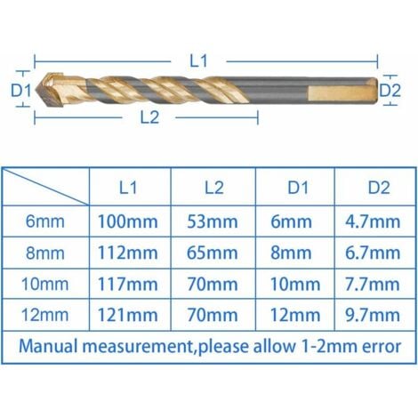 AlwaysH 6 Pcs Glass Tile Drill Bit 3 x 6mm, 8mm 10mm 12mm Ceramic Tile ...