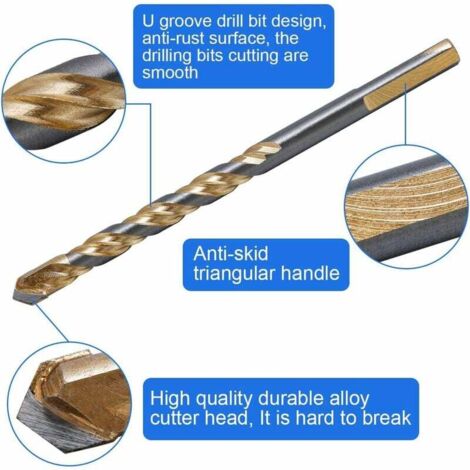 AlwaysH 6 Pcs Glass Tile Drill Bit 3 x 6mm, 8mm 10mm 12mm Ceramic Tile ...
