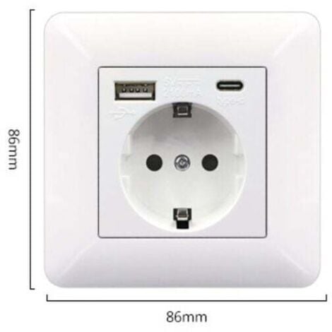 AlwaysH French socket panel Type-c+USB16A Type 86, number of sockets: 2 ...