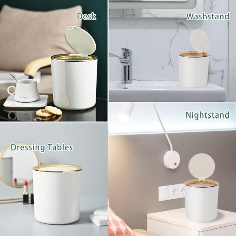 AlwaysH Table Trash Can with Lid,Mini Plastic Trash Can,Small Trash Can ...