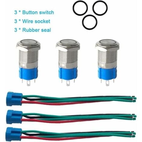 AlwaysH 3Pcs Premium 12V 3A Momentary Push Button Switch, 12mm Push ...