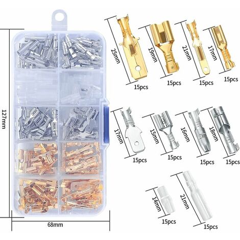AlwaysH 150 Pieces Automotive Electrical Crimp Lug Kit, 6.3mm 4.8mm 2 ...
