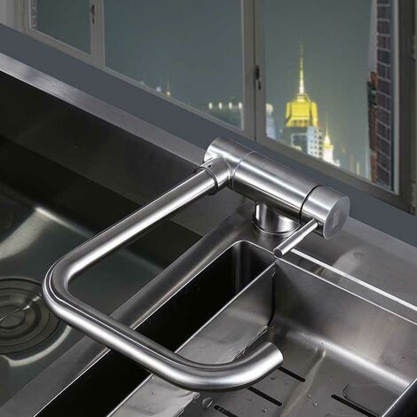 AlwaysH 360° Swivel Folding Kitchen Faucet, Kitchen Faucet with Folding ...