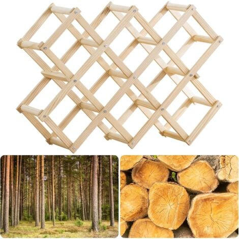 AlwaysH Wooden Stackable Wine Rack Hold 10 Bottles,Rhombus Log,Handmade ...
