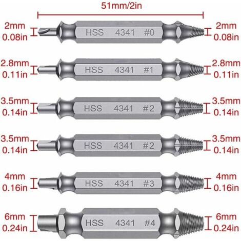 AlwaysH 6 Pieces Damaged Screw Extractors, Stripped Screw Extractor Set ...