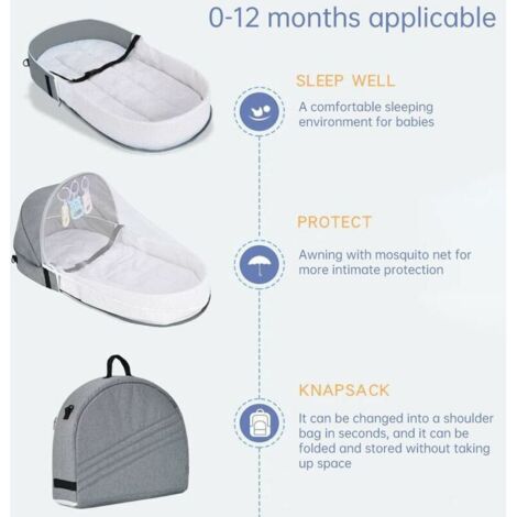 AlwaysH Baby Travel Bed with Canopy Mosquito Net, Foldable Baby Crib ...