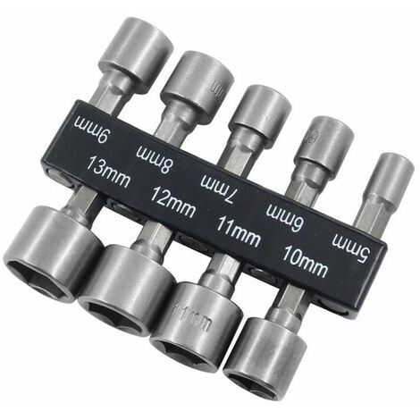AlwaysH Set of 9 sockets 5-13 mm - 1/4 hexagonal adapter socket - For ...