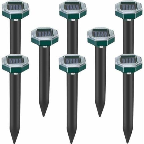 AlwaysH 8 Pack Ultrasonic Mole Snake Vole Repellent Spikes Solar ...
