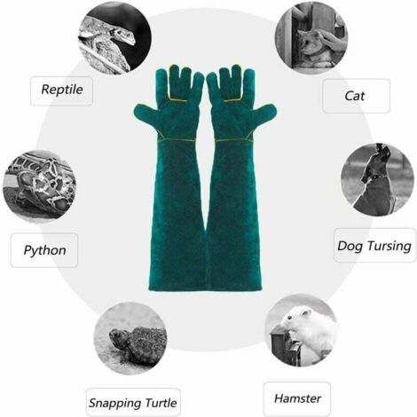 AlwaysH Anti-Bite Animal Handling Gloves, Safety Leather Work Gloves ...