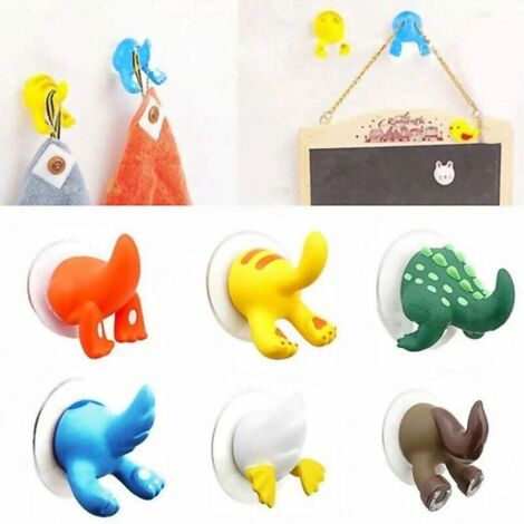 AlwaysH 6 Pieces Sucker Suction Hook, Cartoon Bath Suction Cup Hook ...