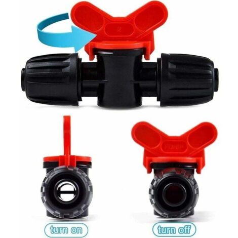 AlwaysH 20 Pack 16mm PE Drip Valves with Barb Lock Fitting - Turns On ...
