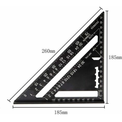 AlwaysH 180mm(7inch) Aluminum Ruler Triangle Square Protractor ...