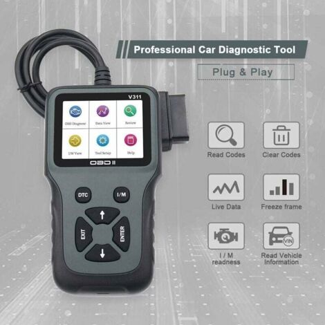AlwaysH Universal OBD2 Car Diagnostic Tool English Support OBDII Car Engine Error Codes Reader ...