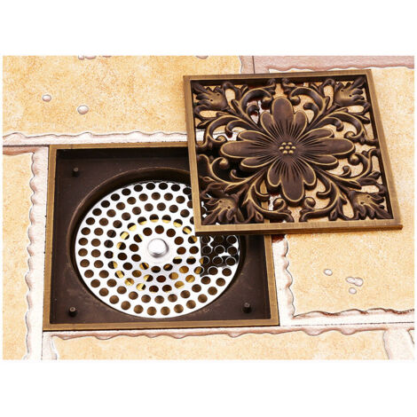 AlwaysH Bathroom Floor Drain Brass Thickened Deodorant Deep Water Floor Drain Bathroom Floor Drain Retro Stylish