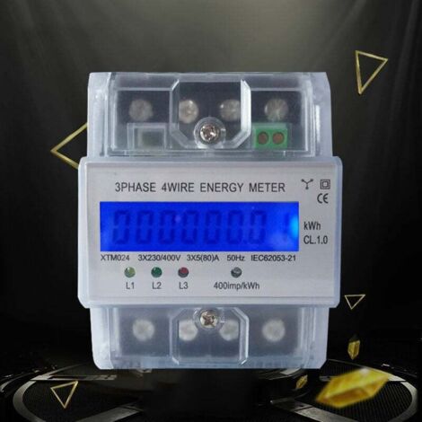 AlwaysH Three-phase 4-wire energy meter 220/380V 5-80A Energy consumption kWh Meter DIN rail ...
