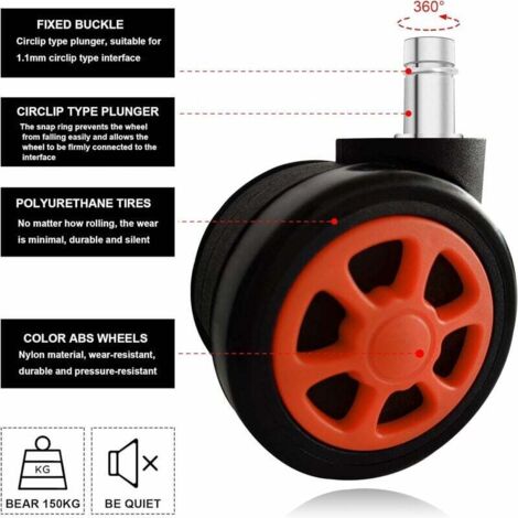 AlwaysH Gaming Chair Casters, Replaceable Replacement Wheels with Anti ...