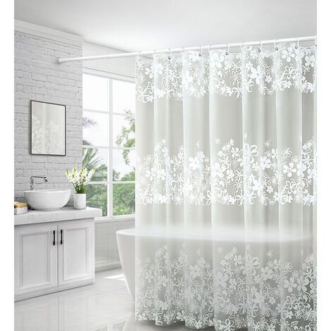 AlwaysHShower Curtain with Attached Valance for Bathroom, White ...