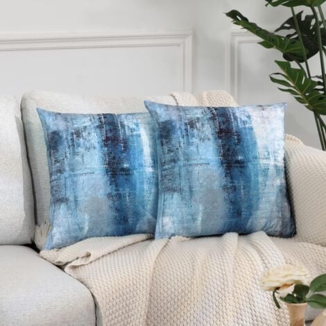 AlwaysHBlue and Gray Abstract Art Cushion Cover Modern Decorative Throw Pillows Gallery for Bedroom Sofa Living