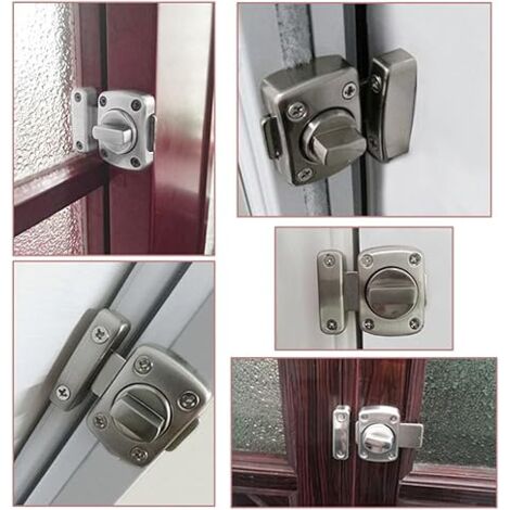 AlwaysHSecurity Door Slide Lock with Rotary Bolt Latch, Brushed Finish ...