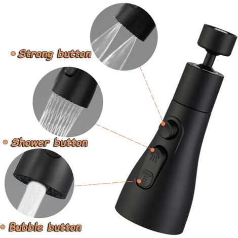 AlwaysH360° Kitchen Faucet Sprayer, 3 Modes Kitchen Sink Sprayer Faucet ...