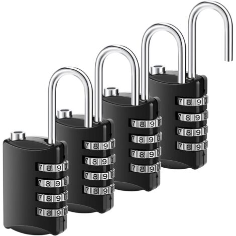 AlwaysH Set of 4 Padlocks 4 Digit Waterproof Combination Padlock Long ...