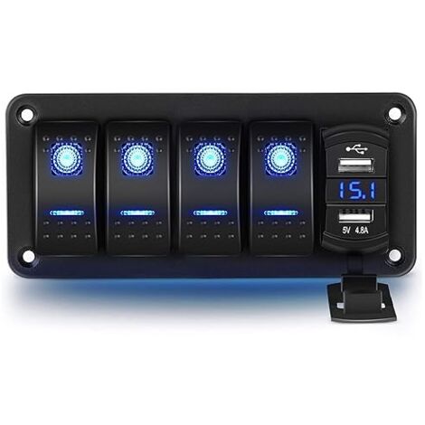 AlwaysH 4 Gang Rocker Switch Panel 12V/24V Waterproof Rocker Switch ...