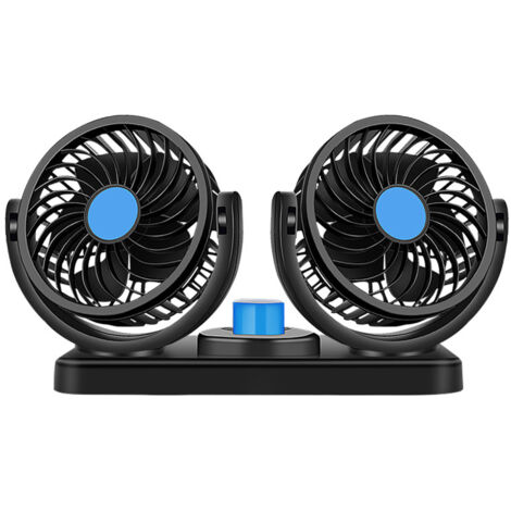 AlwaysH 12V Electric Car Cooling Fan 360° Rotating Double Heads Air ...