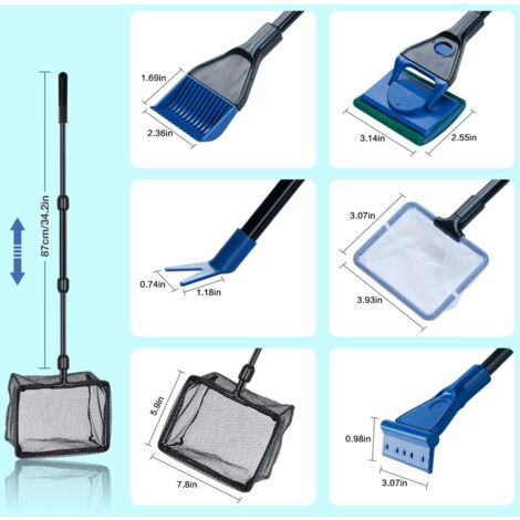 AlwaysH 6 in 1 Aquarium Cleaning Kit with Fish Net, Landing Net, Gravel ...