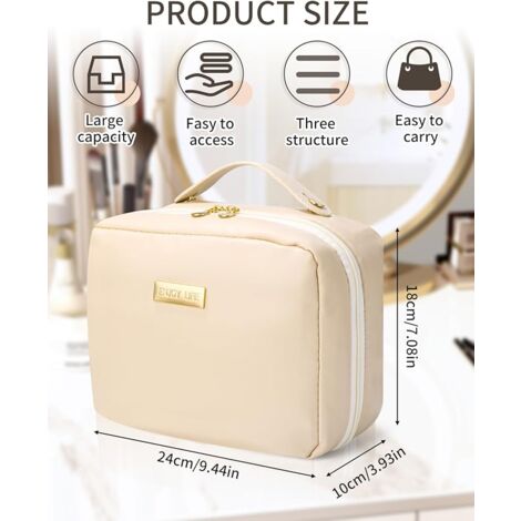 AlwaysH Makeup Bag PU Leather Women s Toiletry Bag Waterproof Portable Women s Toiletry Storage Bag Large Travel