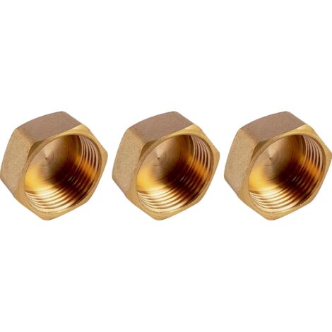 AlwaysH Raw Brass Plug Female 3/4" Brass Threaded Cap Hexagon Fitting ...