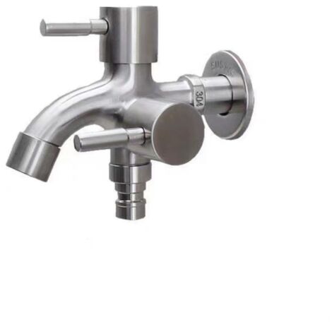 AlwaysH Double Washing Machine Tap 1/2,Double Steel Tap stainless steel ...