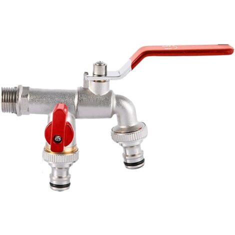 AlwaysH Double Garden Tap, Threaded Faucet Brass Outlets Double Joint ...