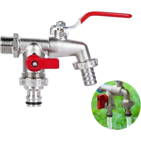 AlwaysH 1/2 Inch Garden Tap，Double Outlet Antifreeze Brass Faucet ...