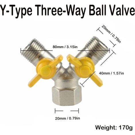 AlwaysH 1/2" Brass Y Switch Valve, 2-Way Faucet Splitter Y-Distributor ...