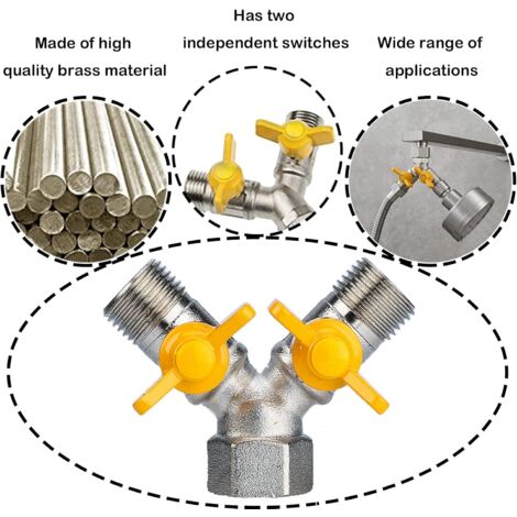 AlwaysH 1/2" Brass Y Switch Valve, 2-Way Faucet Splitter Y-Distributor ...
